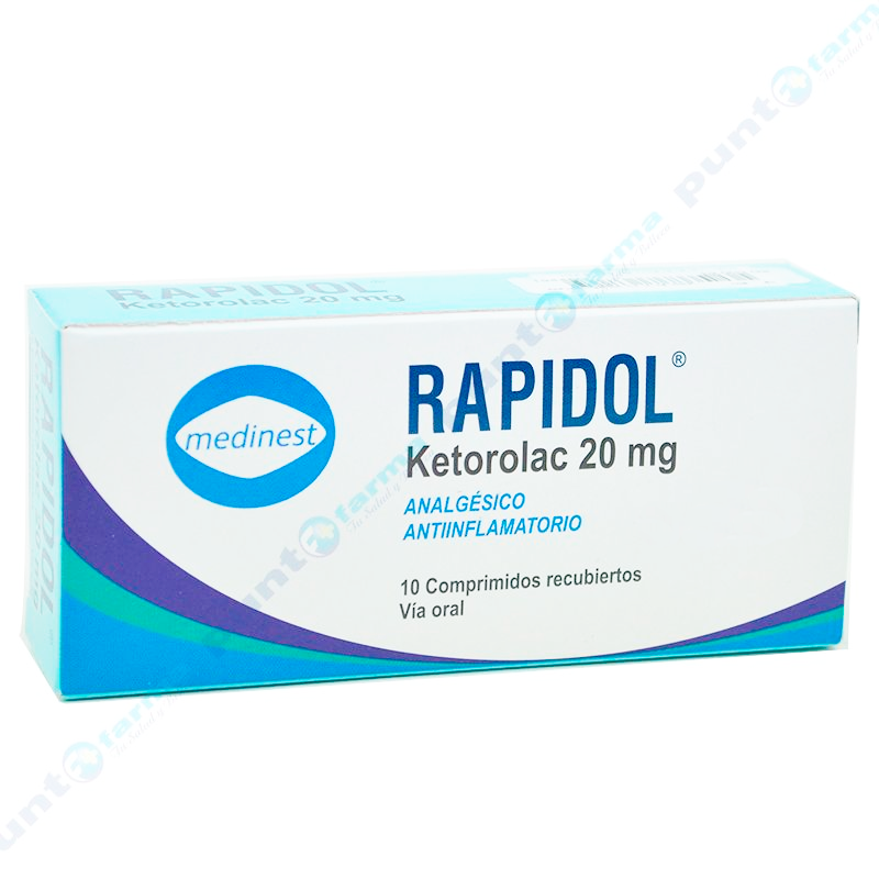 Rapidol Ketorolac 20 mg - Caja de 10 comprimidos recubiertos | Punto Farma
