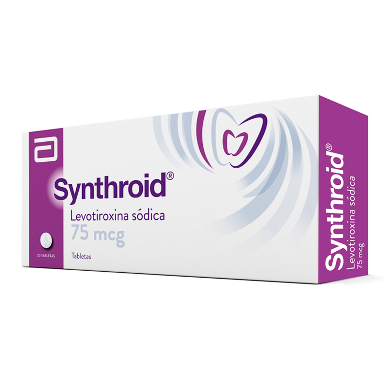 Synthroid Levotiroxina Sodica 75 mcg - Caja de 30 tabletas | Punto Farma