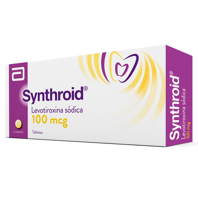 Synthroid 100 mcg Levotiroxina Sodica - Caja de 30 tabletas | Punto Farma