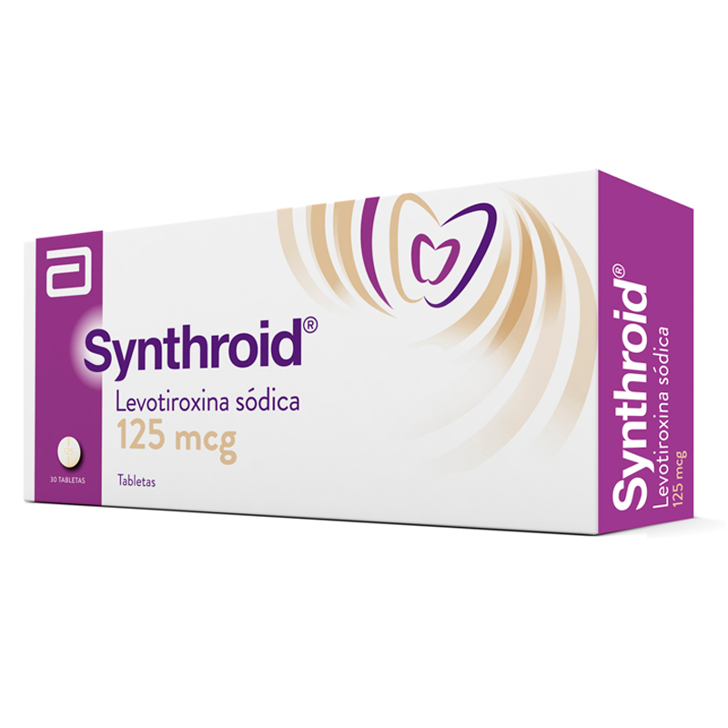Synthroid 125 mcg Levotiroxina Sodica - Caja de 30 tabletas | Punto Farma