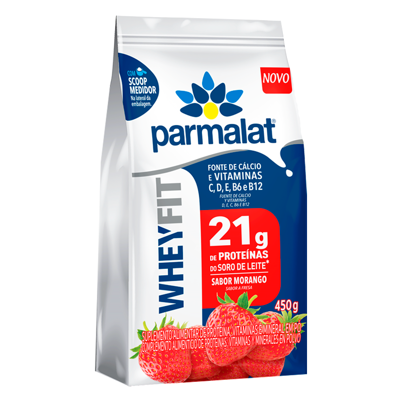 Suplemento de Proteína sabor Fresa Whey Fit Parmalat - 450gr | Punto Farma