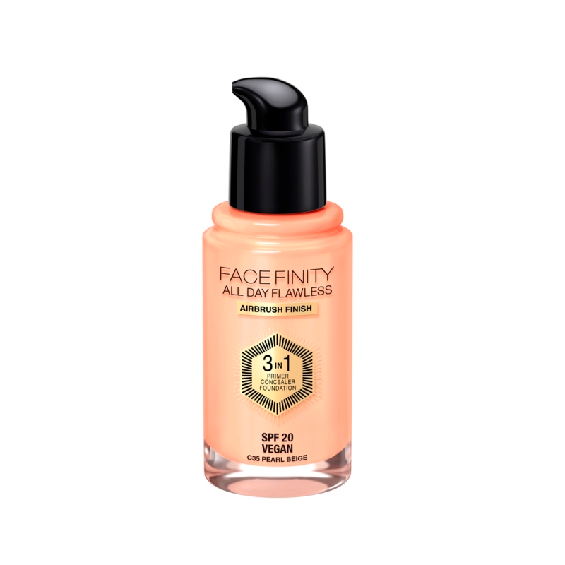 Base Líquida 3 en 1 Face Finity SPF20 Vegan N° C35 Pearl Beige Max ...