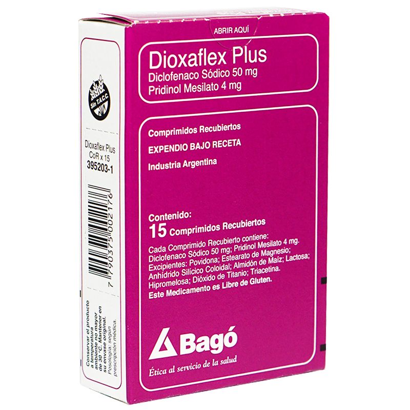 Dioxaflex Plus - Diclofenac / Pridinol - Caja con 15 comprimidos ...