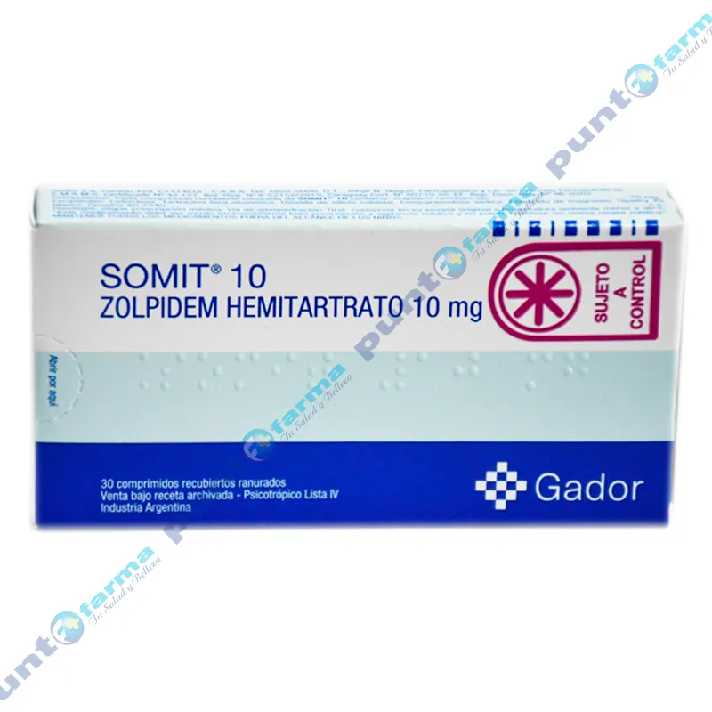 Somit Zolpidem 10 mg - Contiene 30 Comprimidos Ranurados. | Punto Farma