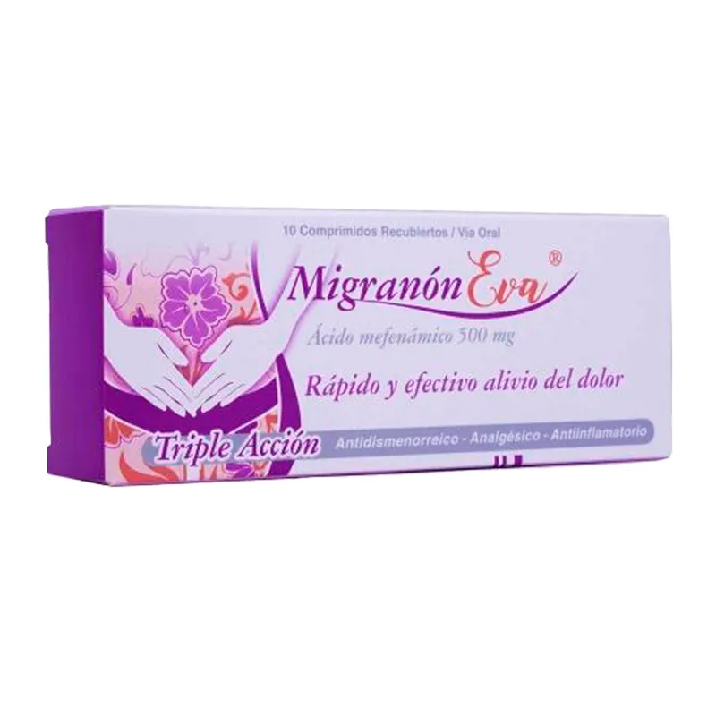 Migranón Eva Acido Mefenámico 500mg - Cont. 10 comprimidos recubiertos ...