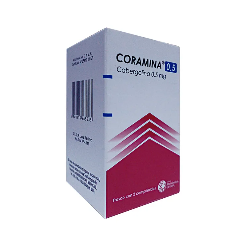 Coramina Cabergolina 0,5 mg - Frasco por 2 comprimidos | Punto Farma