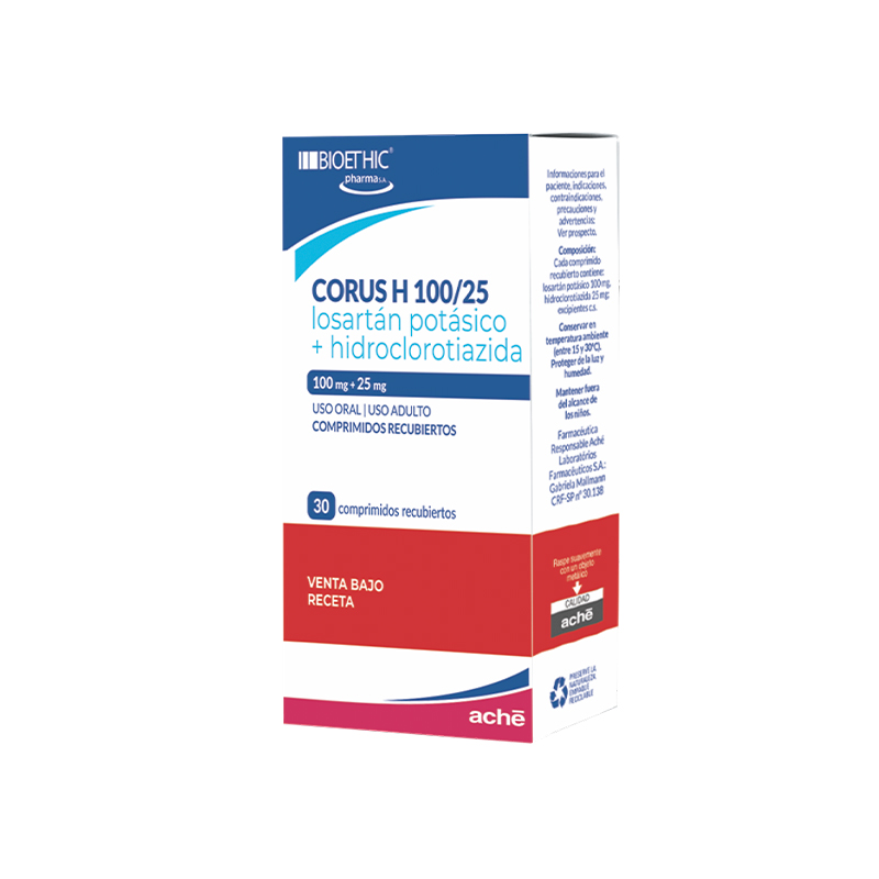 Corus H 100/25 mg Losartán Potásico - Caja por 30 comprimidos ...