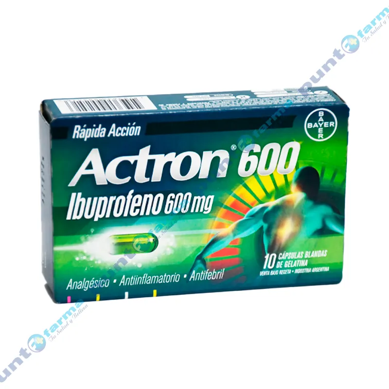 Actron Ibuprofeno 600 mg de Rápida Acción - Caja de 10 cápsulas blandas ...