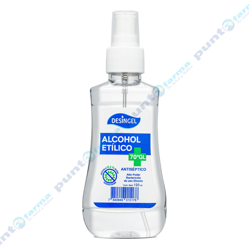 Alcohol Etílico Antiséptico 70% Desingel - 120 mL | Punto Farma