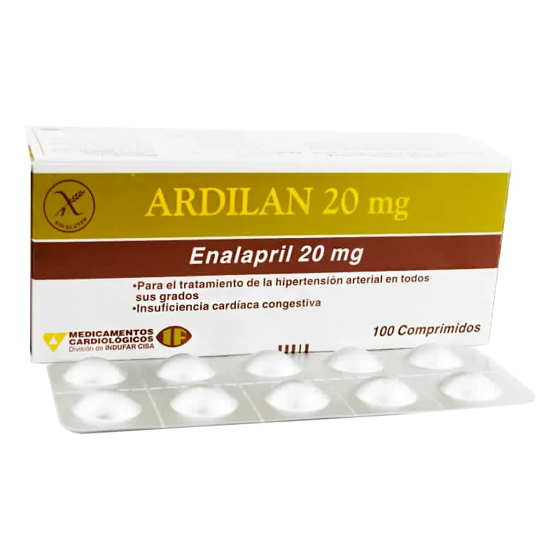Ardilan 20 mg - Enalapril 20 mg - Caja de 100 comprimidos. | Punto Farma