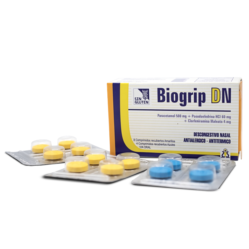Biogrip DN Paracetamol - Caja de 12 comprimidos | Punto Farma