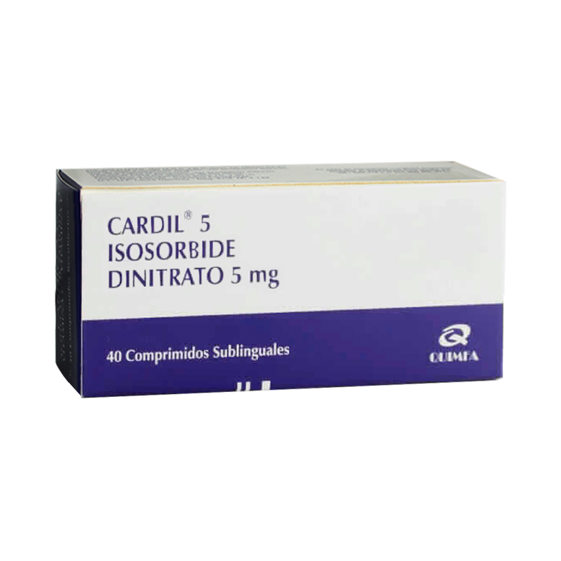 Cardil Isosorbide Dinitrato 5 mg - Caja de 40 comprimidos sublinguales ...