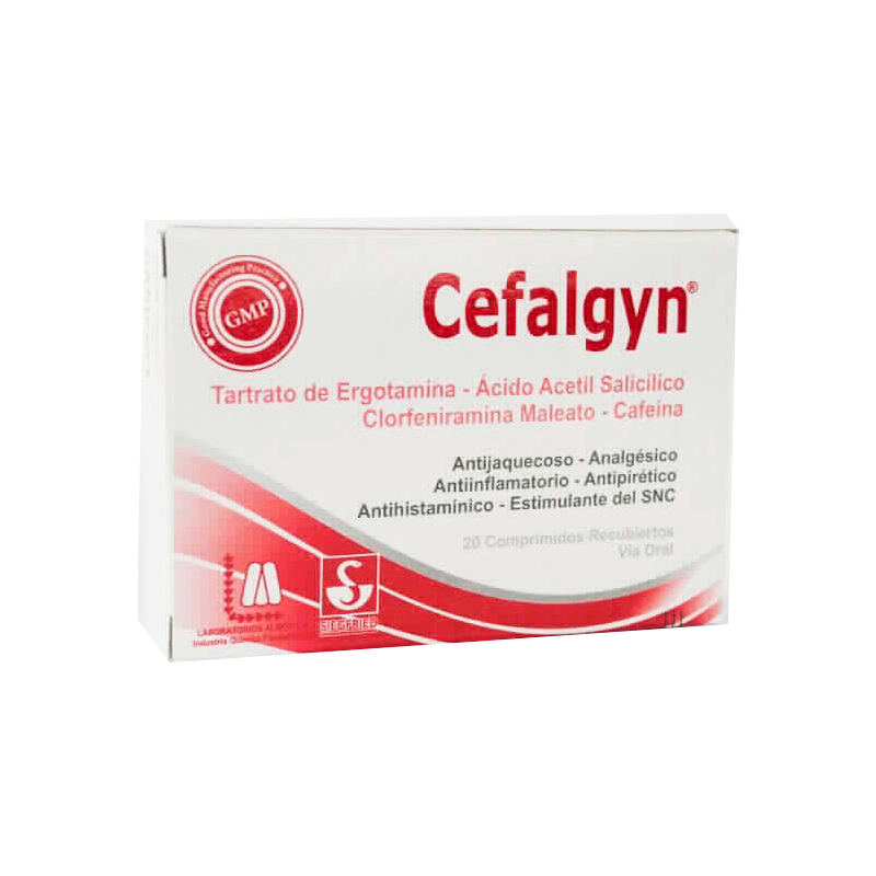 Cefalgyn Tartrato de Ergotamina - Caja de 20 comprimidos recubiertos ...