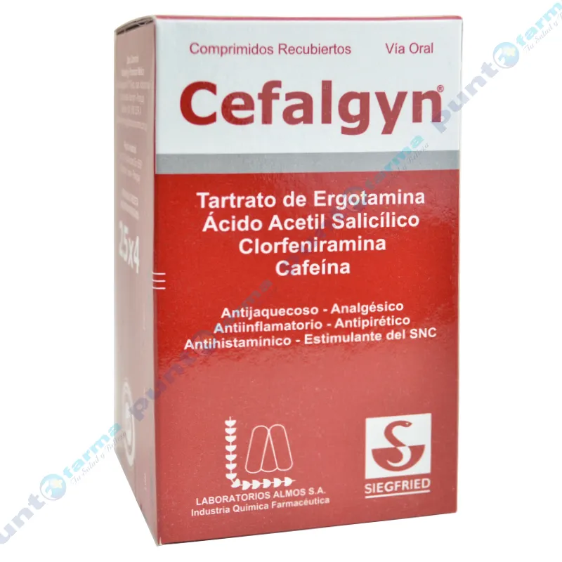 Cefalgyn Tartrato de Ergotamina - Caja de 25 Sobres de Comprimidos ...