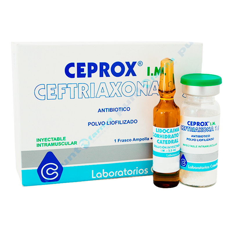 Ceprox I.V. Ceftriaxona 1 g - Cont. 1 Frasco Ampolla 1 Solvente 10 mL ...
