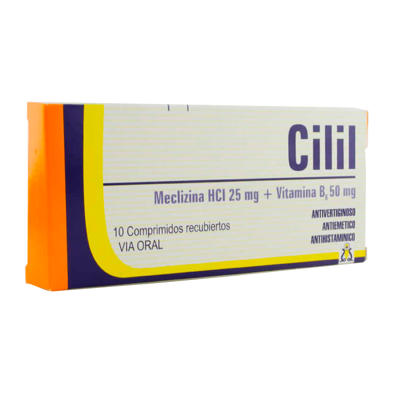 Cilil Meclizina HCI 25 mg Vitamina B 50 mg - Caja de 10 comprimidos ...