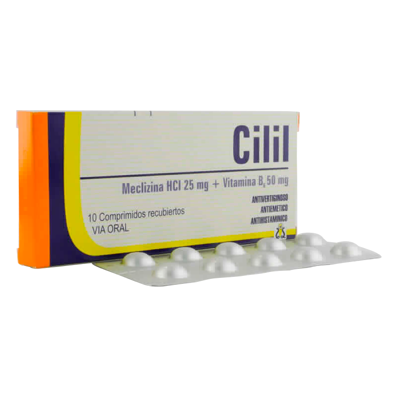 Cilil Meclizina HCI 25 mg Vitamina B 50 mg - Caja de 10 comprimidos recubiertos | Punto Farma