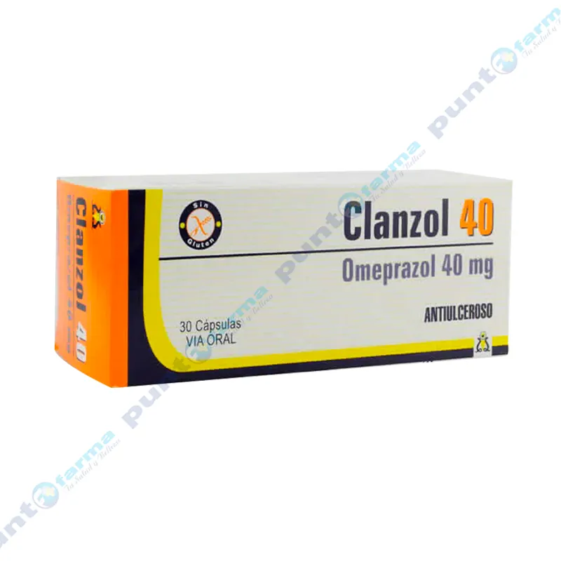 Clanzol 40 Omeprazol 40 mg - Caja de 30 cápsulas | Punto Farma
