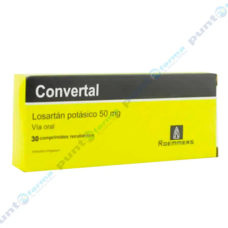 Convertal Losartán Potásico 50 mg - Caja de 30 comprimidos recubiertos ...