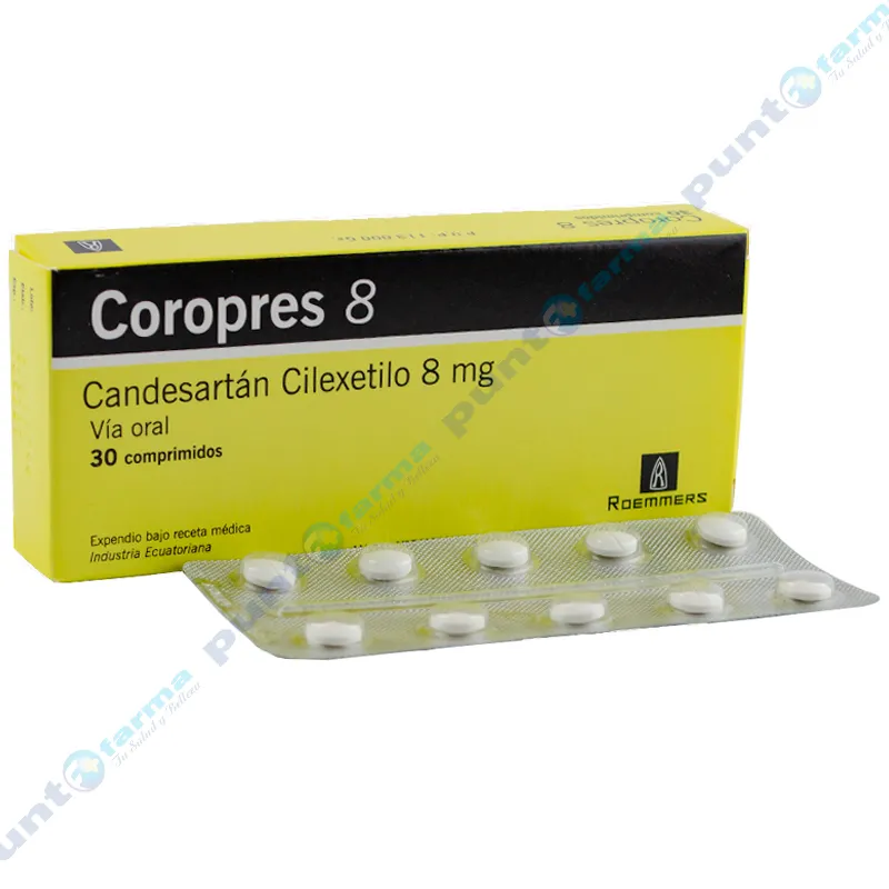 Coropres 8 Candesartán Cilexetilo 8mg - Caja de 30 comprimidos | Punto ...