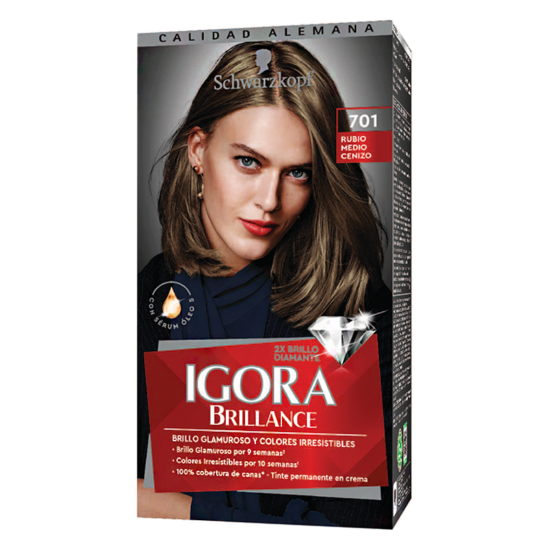 Crema Coloración Igora Brillance 701 Rubio Medio Cenizo | Punto Farma