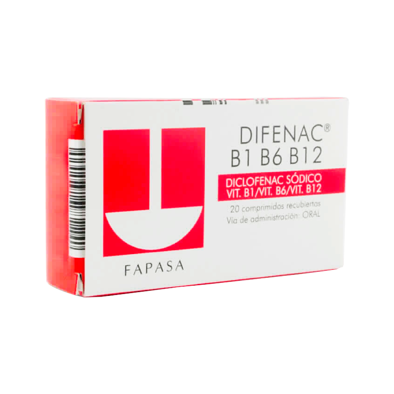 Difenac B1 B6 B12 Diclofenac Sódico - Caja de 20 comprimidos ...