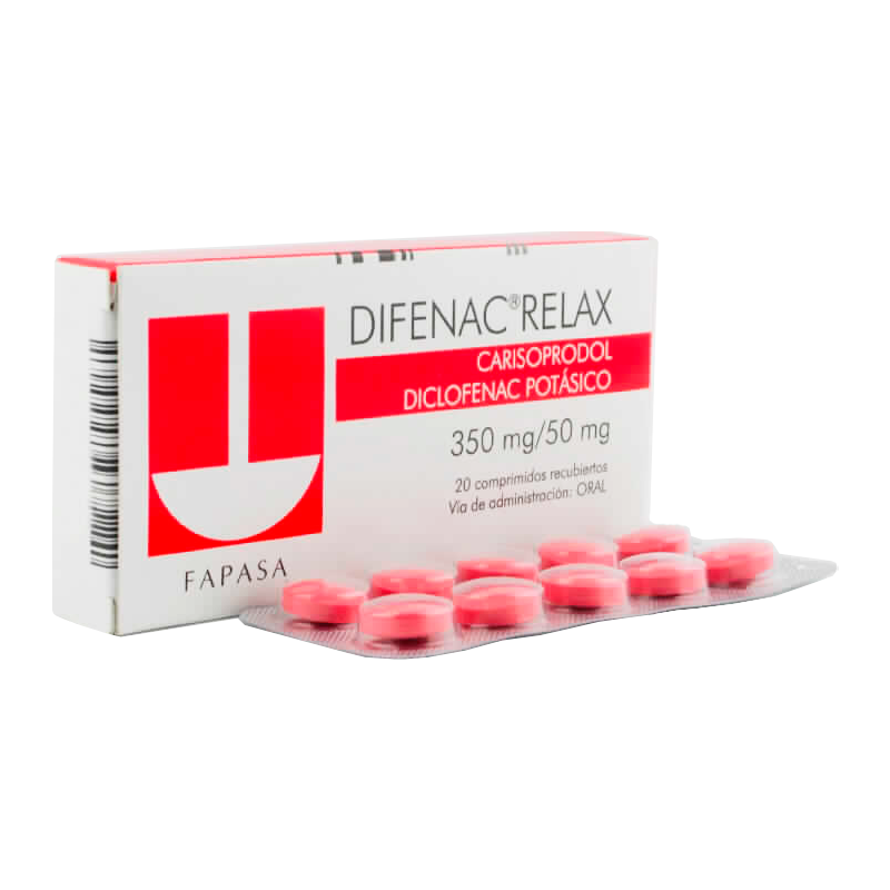 Difenac Relax Carisoprodol Diclofenac Potásico - Caja de 20 comprimidos ...