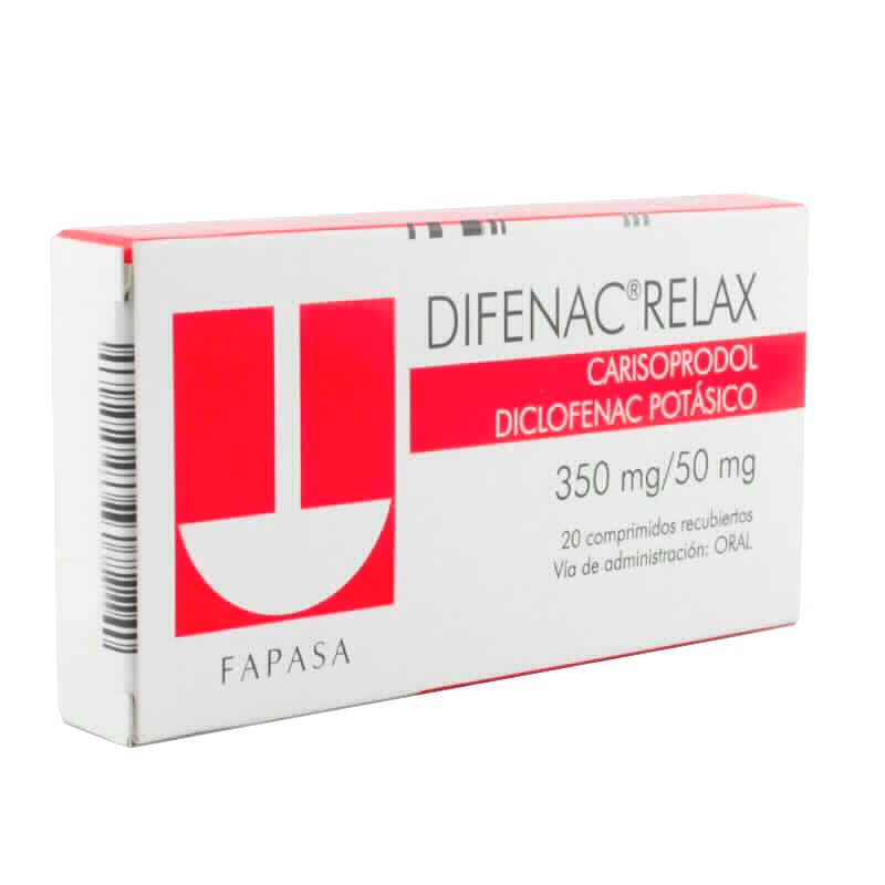 Difenac Relax Carisoprodol Diclofenac Potásico - Caja de 20 comprimidos ...