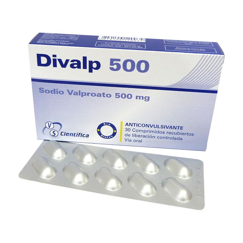 Divalp 500 Sodio Valproato 500 mg - Caja de 30 comprimidos recubiertos ...