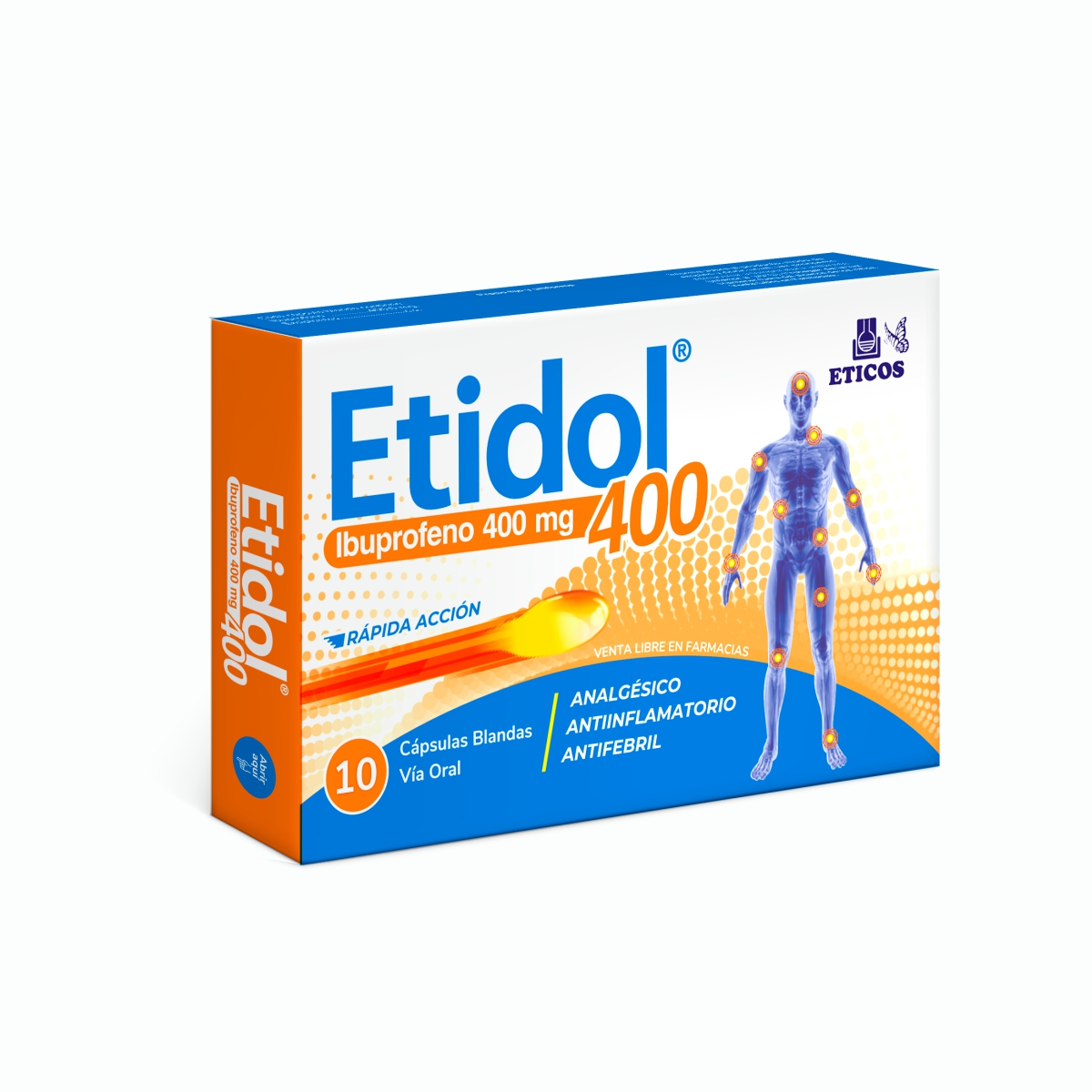 Etidol 400 Ibuprofeno 400 mg - Caja de 10 cápsulas | Punto Farma