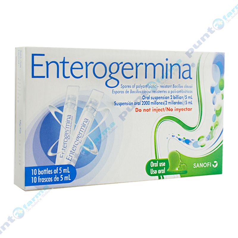 Punto Farma | Enterogermina Esporas de Bacillus Clausii Poliantibiòtico - Caja de 10 bottles de 5ml