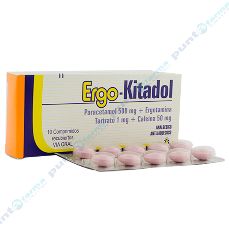 Ergo Kitadol Paracetamol 500 mg - Caja de 10 comprimidos recubiertos ...