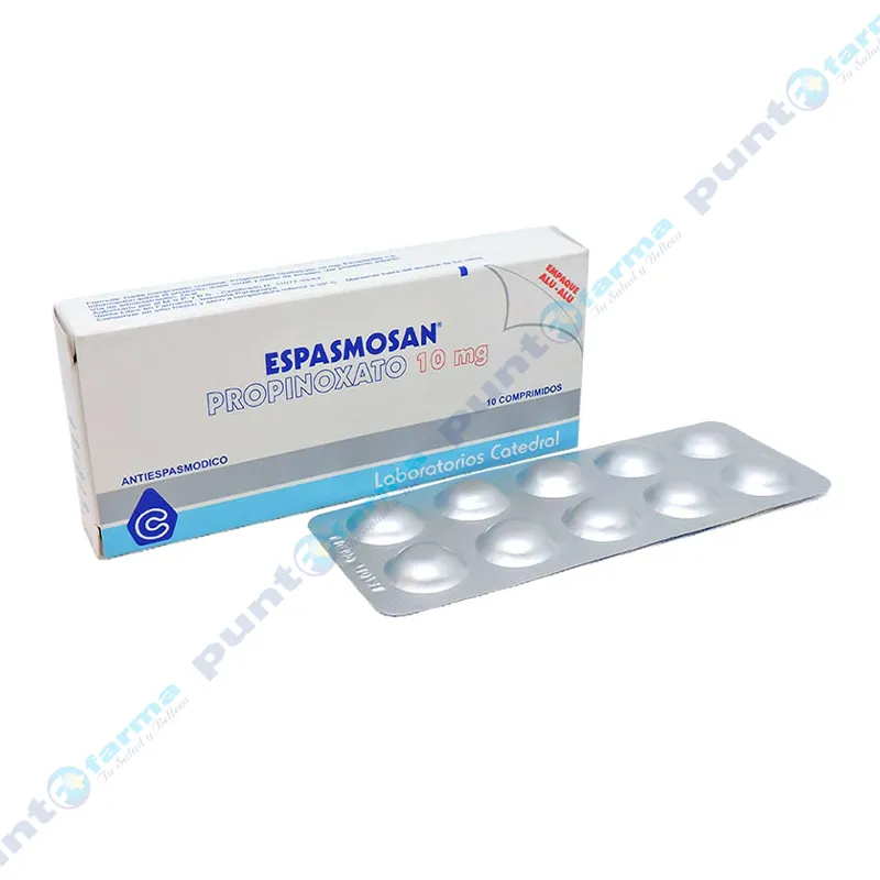 Espasmosan Propinoxato 10 mg - Caja con 10 comprimidos | Punto Farma