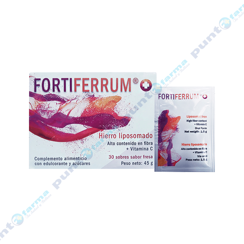 Fortiferrum sabor Fresa - Caja de 30 sobres | Punto Farma