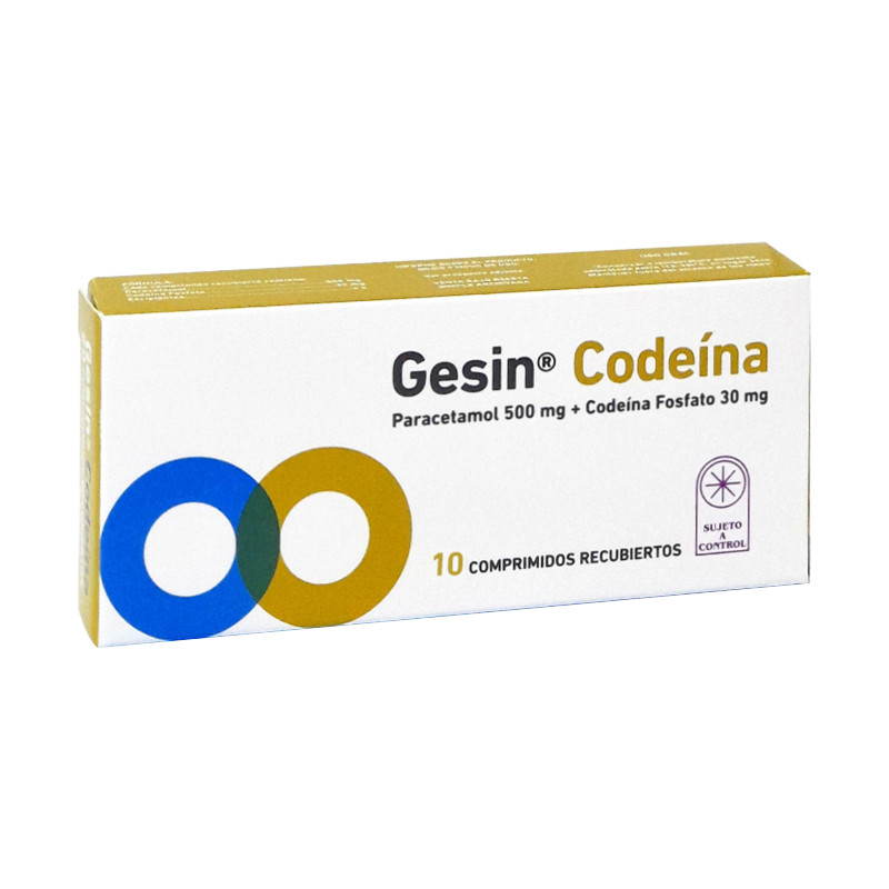 Gesin Codeína Paracetamol 500 mg - Cont. 10 comprimidos recubiertos ...
