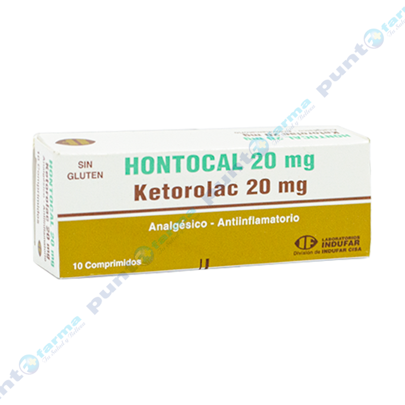 Punto Farma | Hontocal Ketorolac 20 mg - Contiene 10 Comprimidos.
