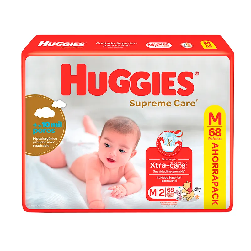 Huggies Supreme Natural Care M - Contiene 68 unidades | Punto Farma