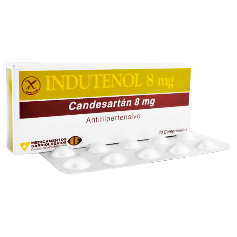 INDUTENOL Candesartán 8 mg - Caja de 30 comprimidos | Punto Farma
