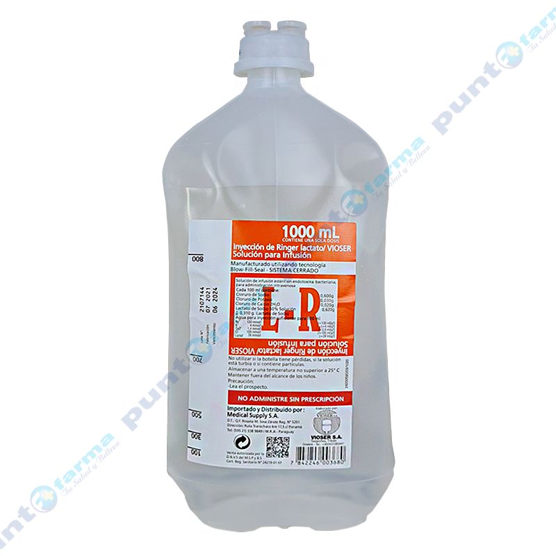 Inyección de Ringer Lactato Solución para infusión Vioser - 1000 mL ...
