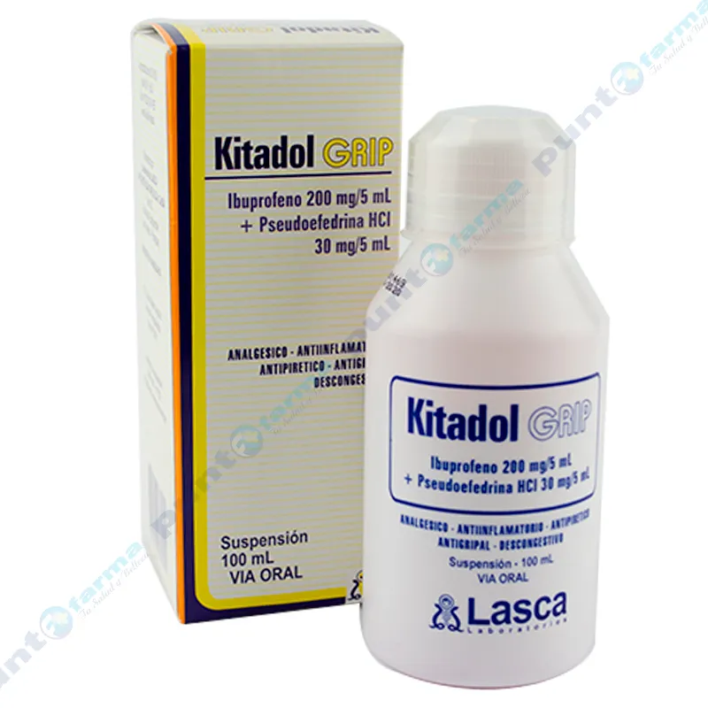 Kitadol Grip Ibuprofeno 200mg/5mL - Jarabe de 100 mL | Punto Farma
