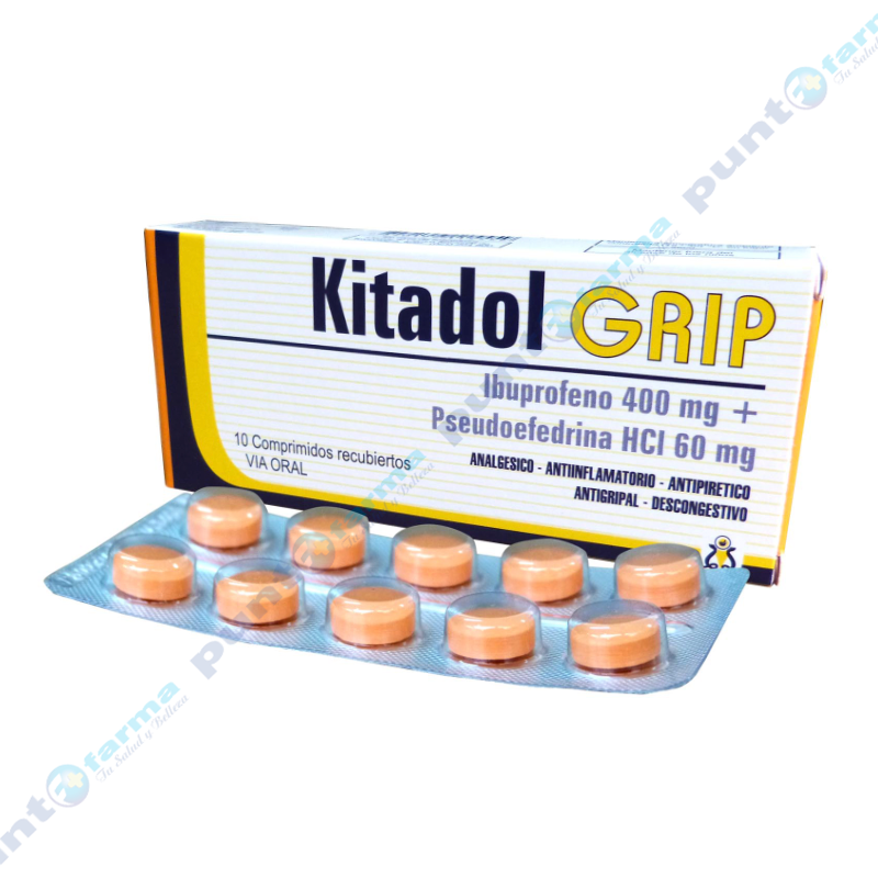 Kitadol Grip Ibuprofeno 400 mg - Caja de 10 comprimidos recubiertos ...