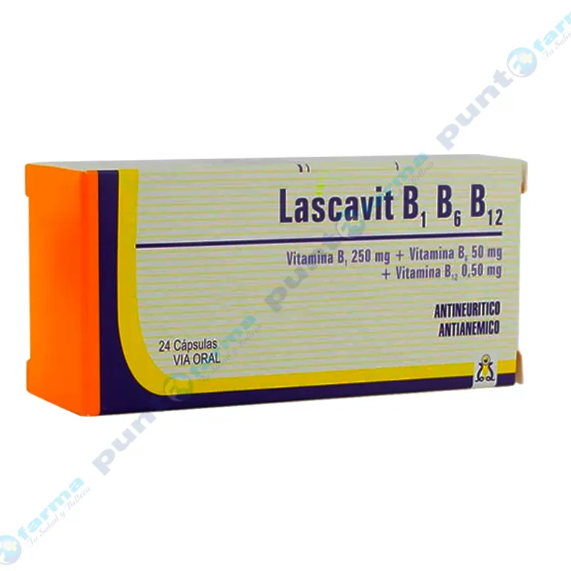 Lascavit B1 B6 B12 - Caja de 24 cápsulas | Punto Farma