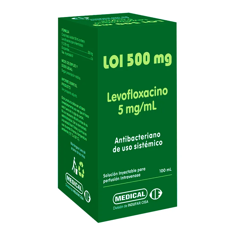 Loi 500 mg Levofloxacino 5 mg Solución inyectable - 100 mL | Punto Farma Loi 500 mg Levofloxacino 5 mg Solución inyectable - 100 mL | Punto Farma