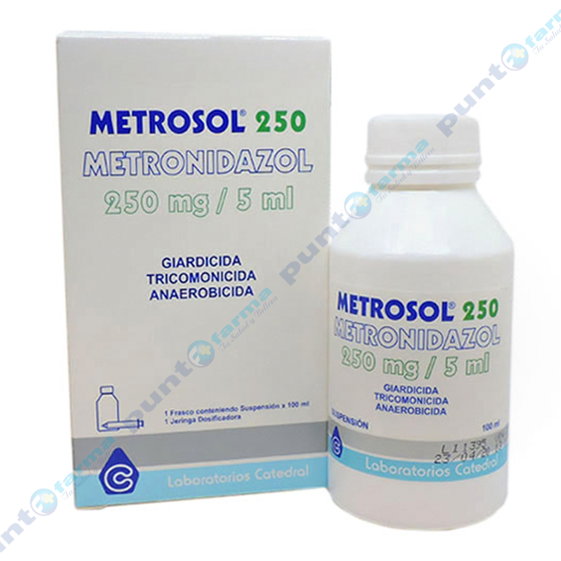 Metrosol 250 Metronidazol 250 mg/5 mL - Cont. 1 frasco 100 mL 1 jeringa ...