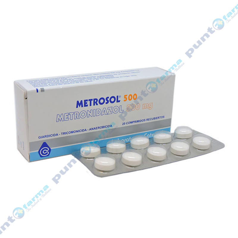 Metrosol 500 Metronidazol 500 mg - Caja de 20 comprimidos recubiertos | Punto Farma