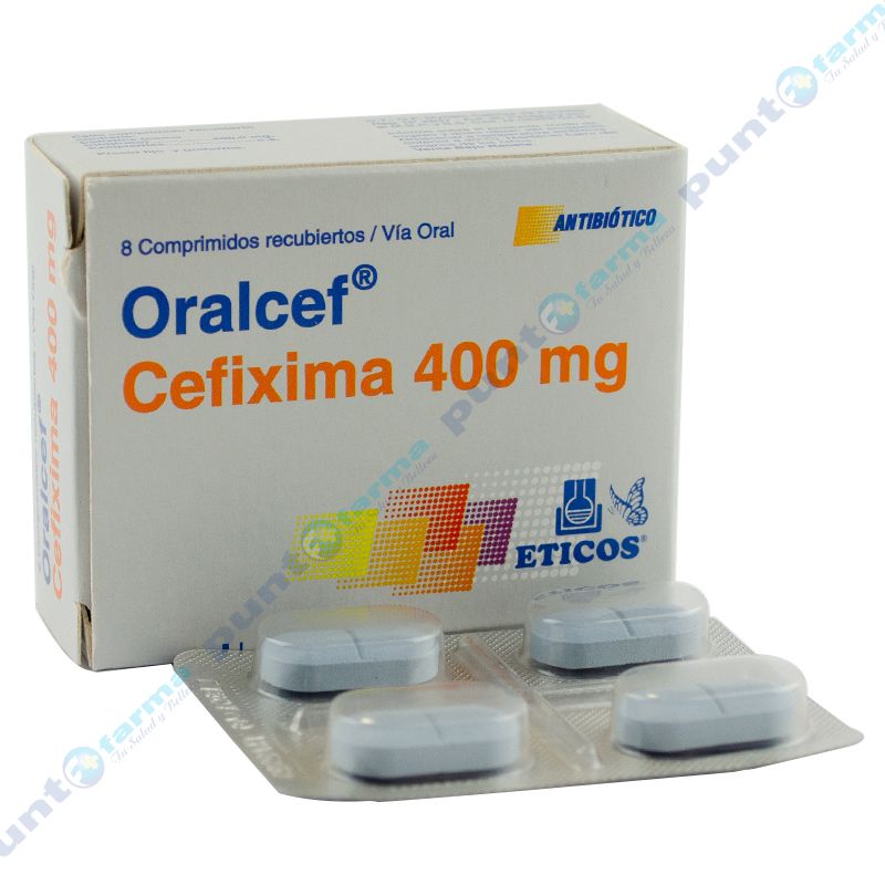 Punto Farma | Oralcef Cefixima 400 mg - Caja de 8 comprimidos recubiertos