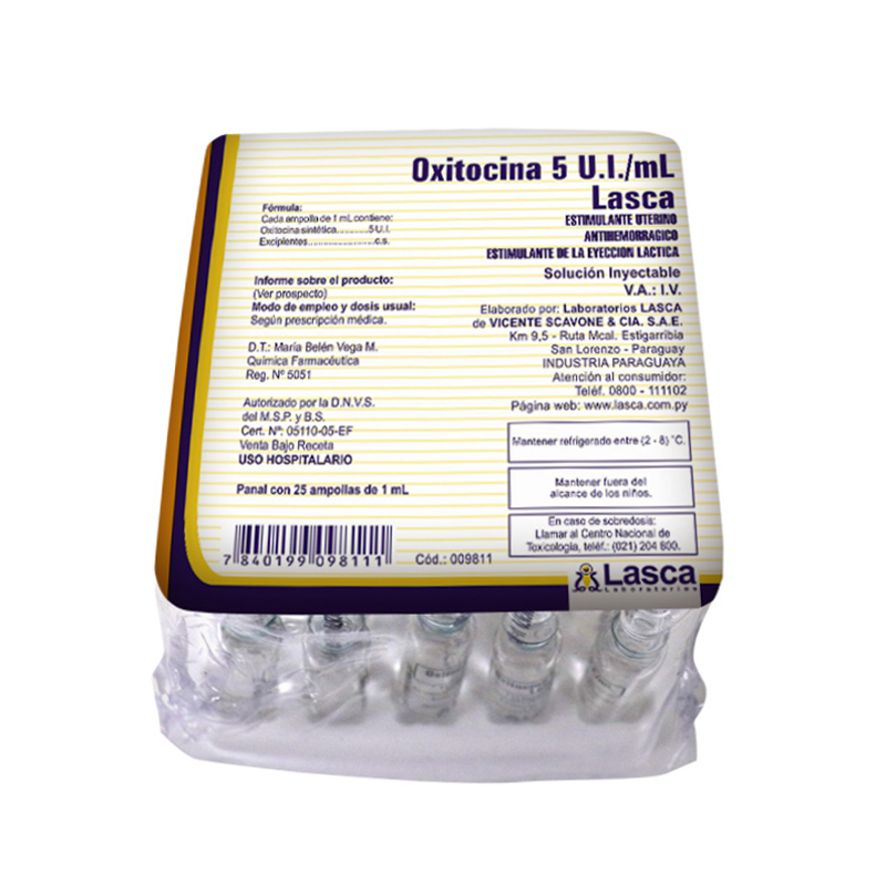 Oxitocina 5 U.I/mL - Cont. 25 ampollas de solución inyectable | Punto Farma