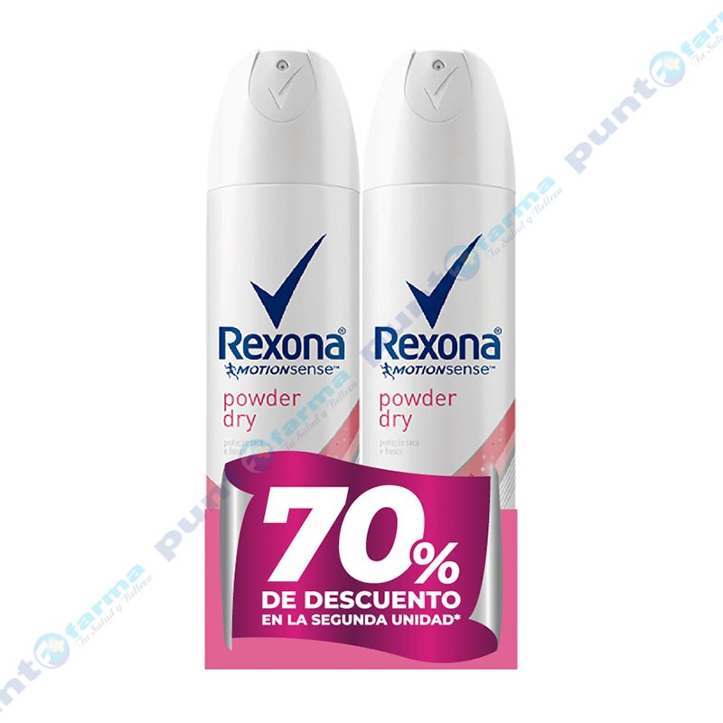 Pack Desodorante en Aerosol Powder Rexona - Cont 2 unidades de 150 mL ...
