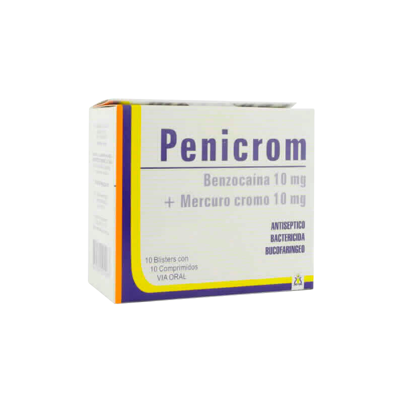 Penicrom Benzocaína 10mg - Caja de 10 blisters de 10 comprimidos ...