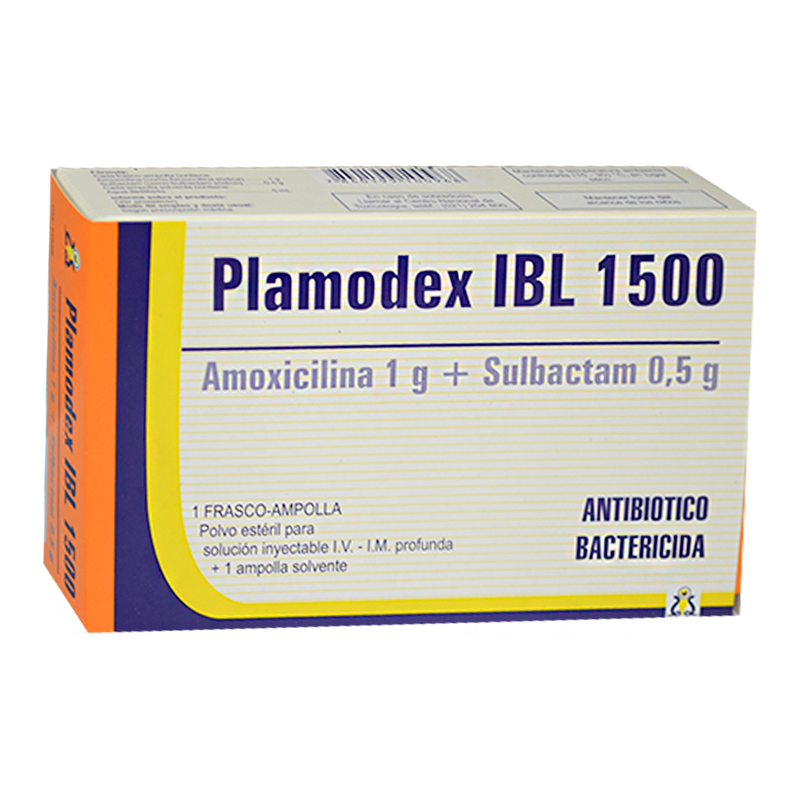Plamodex IBL 1500 Amoxicilina 1 g - Cont. 1 frasco ampolla 1 ampolla ...